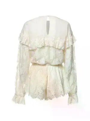 For Love & Lemons Ruffled Lace Playsuit