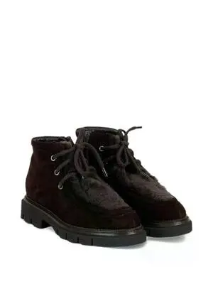 LUCA GROSSI Shearling-trim Lace-up Boots - Brown