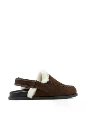 Good News Finn Shearling-trim Suede Mules - Brown