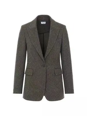 RUE DU BAC Herringbone Single-breasted Blazer - Brown