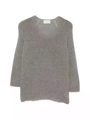 MA'RY'YA V-neck Raglan-sleeve Sweater - Grey