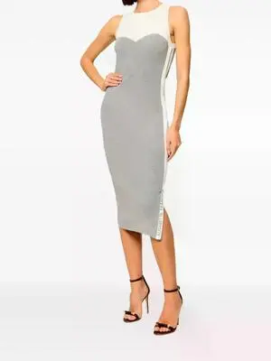 Elisabetta Franchi Logo-patch Sleeveless Midi Dress - Grey