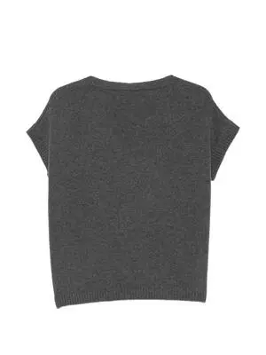 MA'RY'YA V-neck Knitted Sleeveless Cardigan