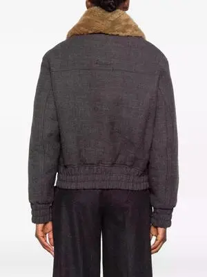AMI Paris Shearling-collar Bomber Jacket - Grey