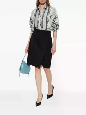 Versace Grain-de-poudre Wool Midi Skirt - Black