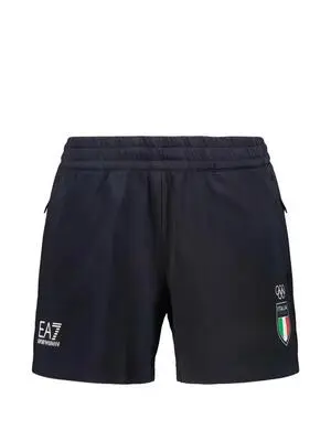 EA7 Logo-print Elasticated-waist Mini Shorts - Blue