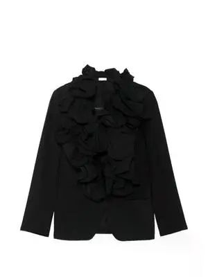 Comme Des Garçons Ruffled Long-sleeve Blazer - Black