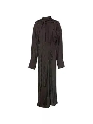 Sportmax Satin-stripe Tie-waist Dress - Brown