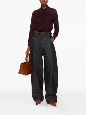 Tagliatore Pussy-bow Semi-sheer Shirt - Blue