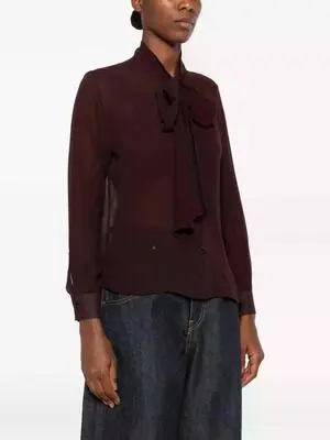 Tagliatore Pussy-bow Semi-sheer Shirt