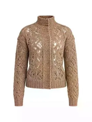 Max Mara Open-knit High-neck Cardigan - Brown