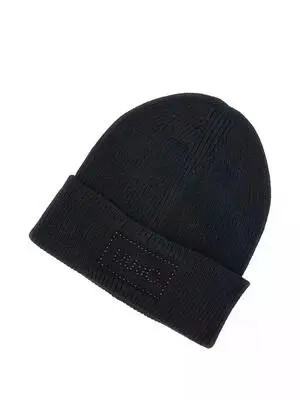 Liu Jo Rhinestone-logo Ribbed-knit Beanie Hat