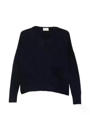 MA'RY'YA Patch-pocket Crew Neck Sweater - Blue