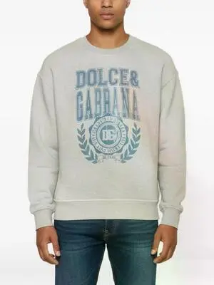 Dolce & Gabbana Printed French Terry Hoodie - Grey