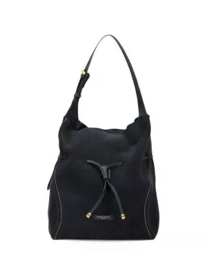 GIANNI CHIARINI Sienna Contrast-stitch Suede Bucket Bag - Blue