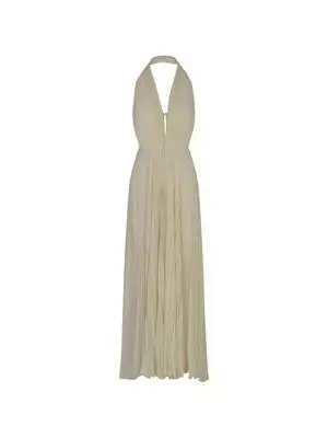 Raquel Diniz Raissa Pleated Halterneck Maxi Dress
