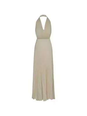 Raquel Diniz Raissa Pleated Halterneck Maxi Dress