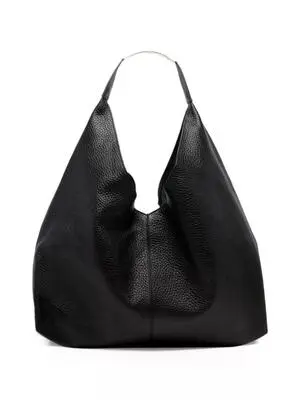 MY BEST BAG FIRENZE Big Macro Dollar Ellipse Grained Leather Shoulder Bag - Black