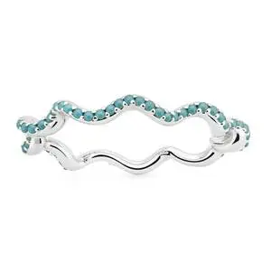 KYLIE HARPER Petite Swirling Turquoise Eternity Band Ring In Sterling - Silver
