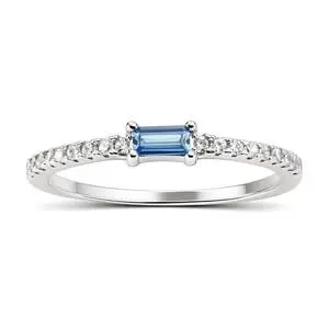 KYLIE HARPER Petite East/west Baguette-cut Aqua Cz Ring In Sterling Silver - Blue