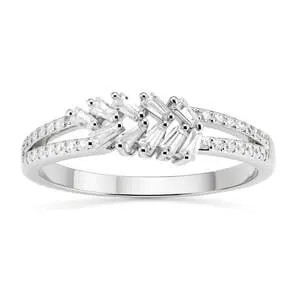 KYLIE HARPER Baguette-cut Diamond Cz Floral Ring In Sterling - Silver