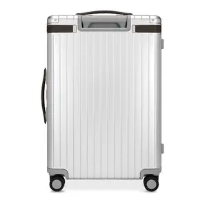 CARL FRIEDRIK The Check-in Aluminum Spinner Suitcase - Silver/chocolate