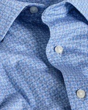 David Donahue Cotton Geometric Knit Sport Shirt