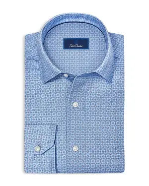 David Donahue Cotton Geometric Knit Sport Shirt