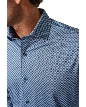 David Donahue Cotton Geometric Knit Sport Shirt