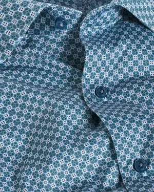 David Donahue Cotton Geometric Knit Sport Shirt