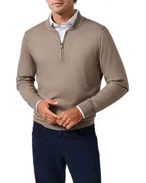 David Donahue Skipper Wool Blend Quarter Zip Sweater - Latte