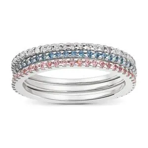 KYLIE HARPER Multi-color 3pc Stackable Eternity Ring Set In Sterling - Silver