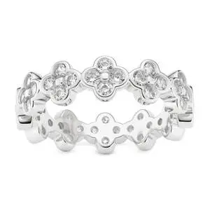 KYLIE HARPER Petite Bezel-set Cz Clover Eternity Band Ring In Sterling - Silver