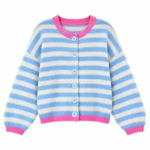 LATELIER LONDON Striped Cardigan With Pink Trim