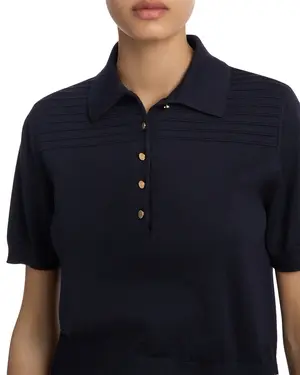 Thom Browne Wool & Silk Gold Button Polo