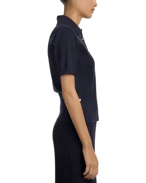 Thom Browne Wool & Silk Gold Button Polo