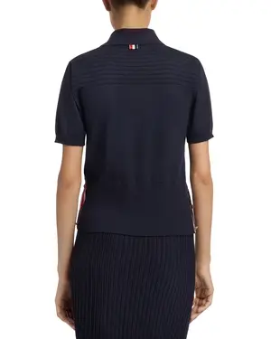 Thom Browne Wool & Silk Gold Button Polo