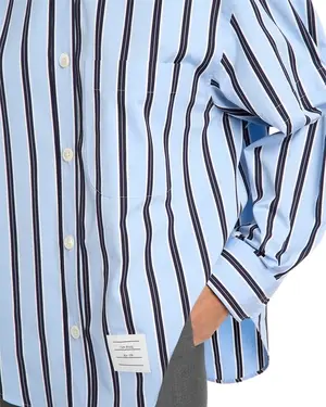 Thom Browne Striped Cotton Poplin Button Down Shirt