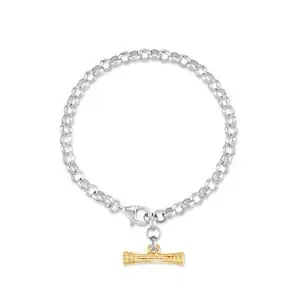 DOWER & HALL Adjustable Nomad T-bar™ Chunky Chain Bracelet Sterling Silver Gold Vermeil