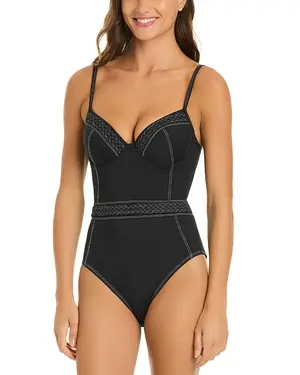 BLEU BY ROD BEATTIE Molded Cups Braided Trim Swimsuit