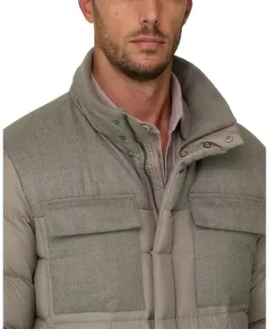 Boggi Milano Flyn Flannel And Technical Fabric Down Bomber