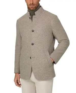 Boggi Milano Wool Cashmere Blend Melange Peacoat - Grey