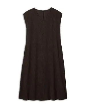 Eileen Fisher Crinkled V Neck Midi Dress
