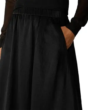 Eileen Fisher Textured Satin Bubble Hem Elastic Waist Skirt
