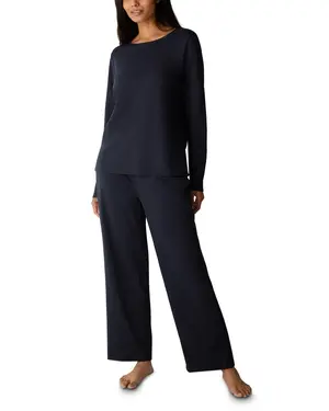 Eileen Fisher Cotton Round Neck Long Sleeve Top - Ink
