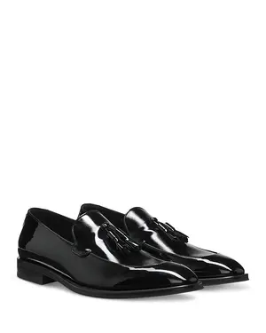 BOSS Derrek Patent Leather Tassel Loafers - Black