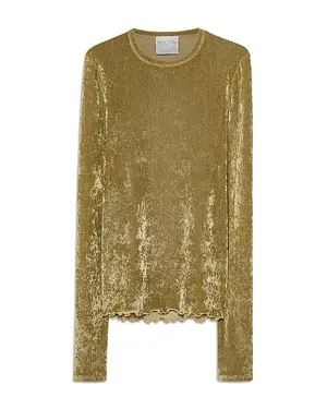 FORTE_FORTE Flocked Stretch Tulle Long Sleeve Tee - Leaf