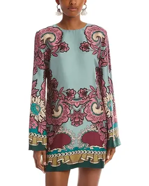 La DoubleJ Mini Supremes Floral Print Silk Swing Dress - Symposium