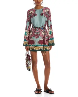 La DoubleJ Mini Supremes Floral Print Silk Swing Dress