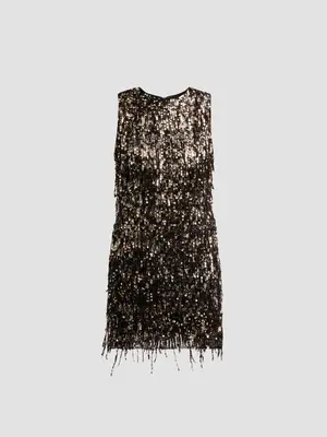MILLY Ivette Fringed Sequined Mini Dress